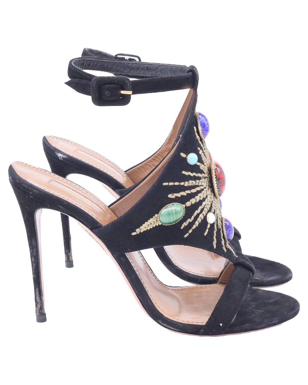 Aquazzura Desert Sun Embellished Sandal Heels in Blue | Lyst