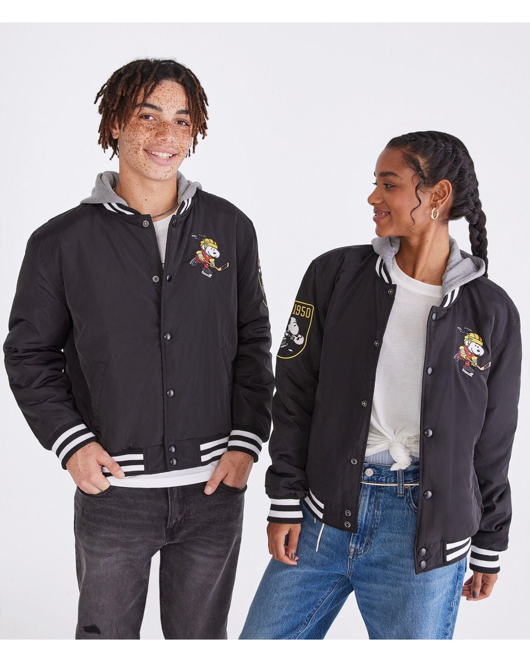 Aéropostale Peanuts Aéropostale Snoopy'S Hockey Club Bomber Jacket in ...