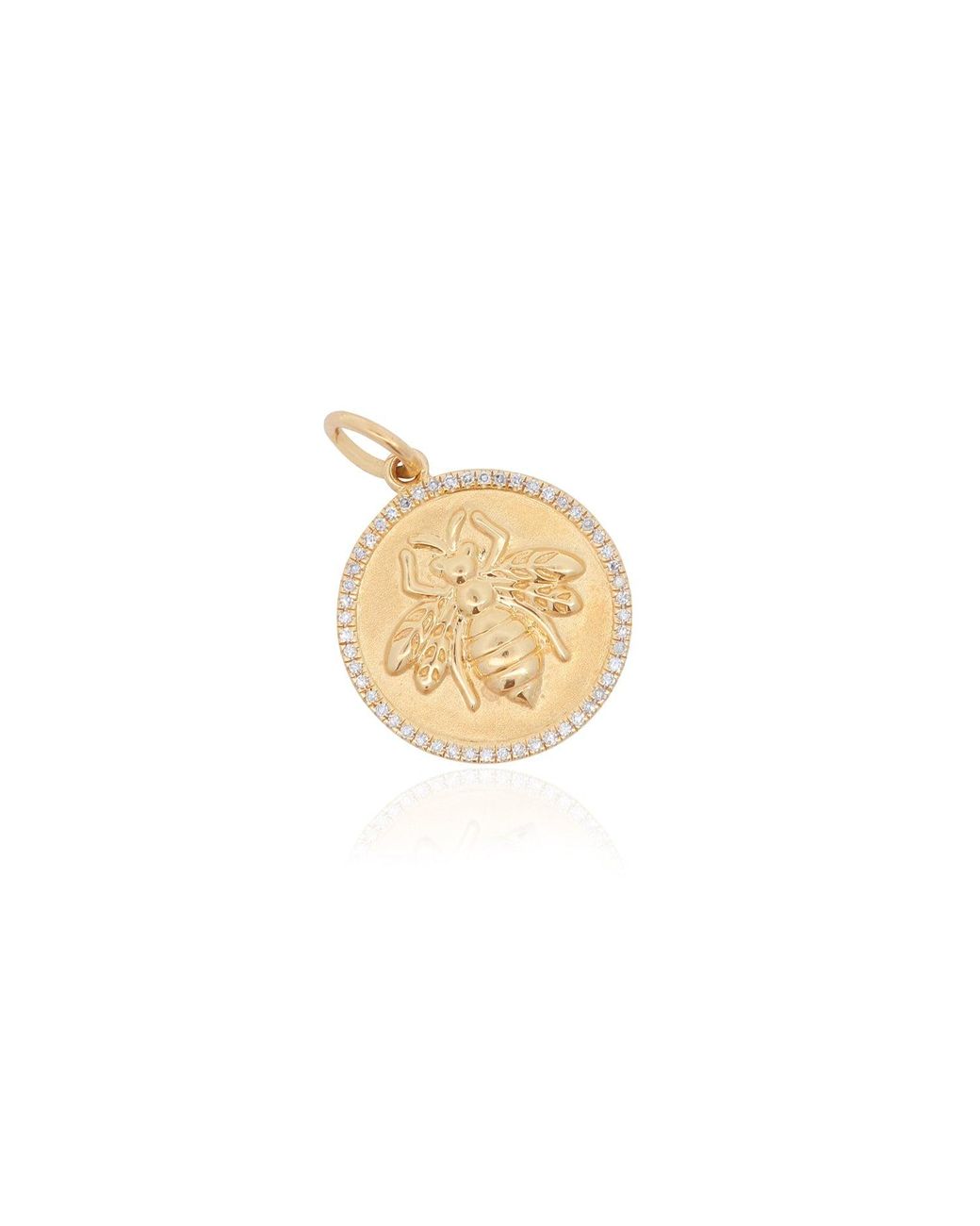 The Lovery Bumble Bee Diamond Disc Charm in Metallic | Lyst