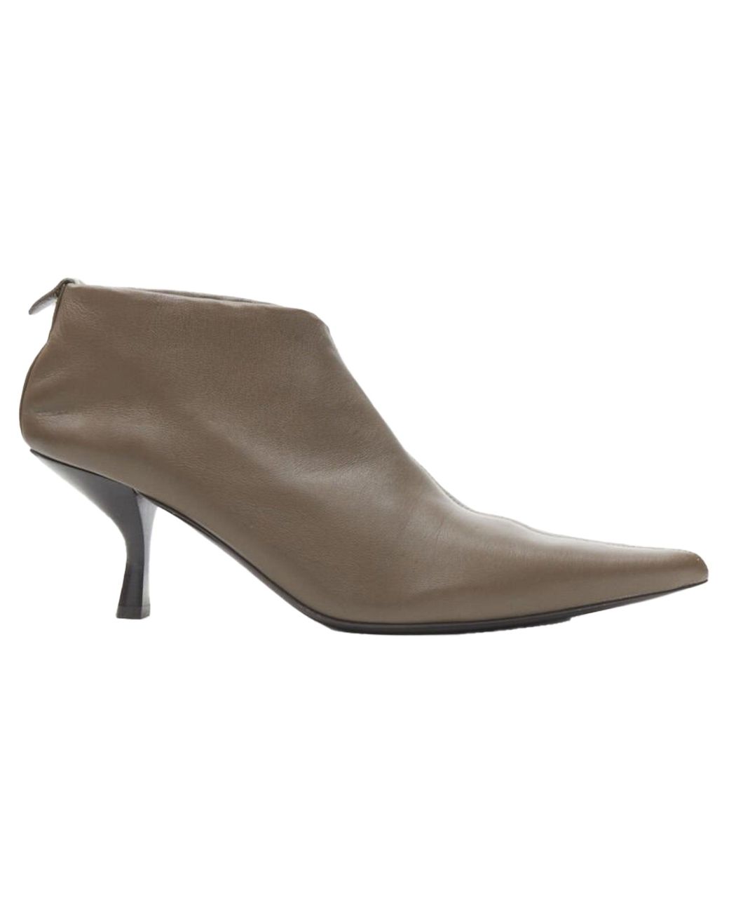 The Row Bourgeoise Stretch Taupe Pointy Curved Heel Low Bootie in Brown ...