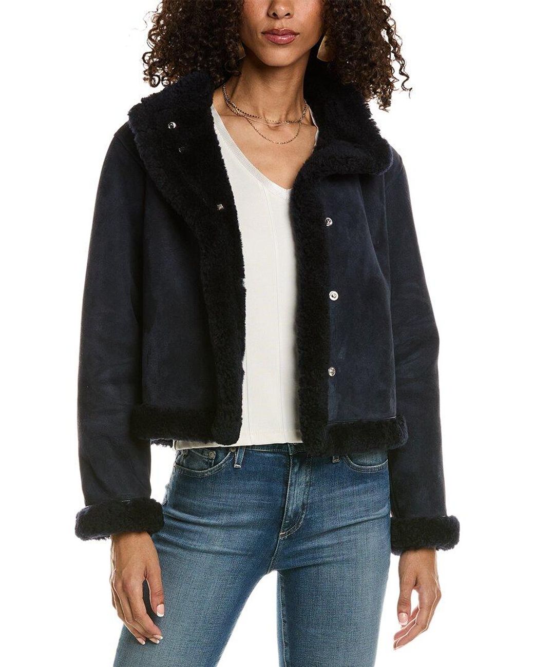 Ba&sh Shearling Coat in Black | Lyst