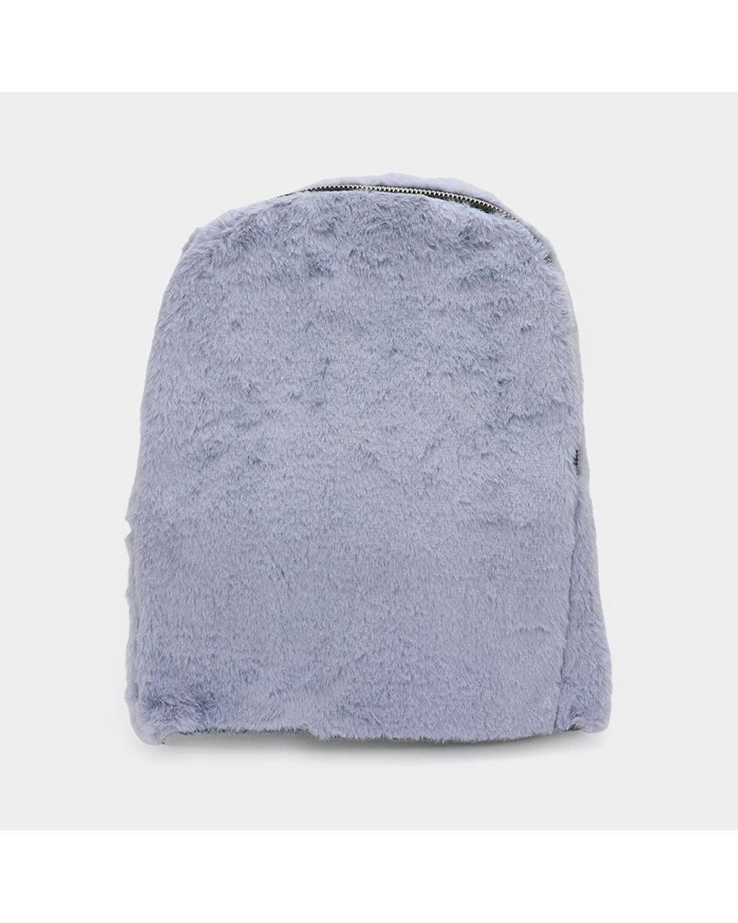 Fashnzfab Solid Faux Fur Backpack Bag in Blue | Lyst