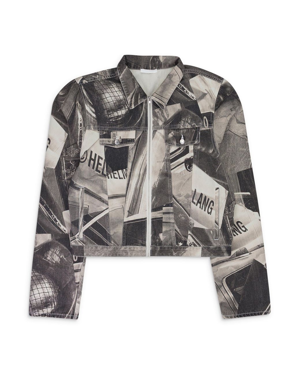 Helmut Lang Zip Up Trucker Printed Denim Jacket in Gray for Men | Lyst