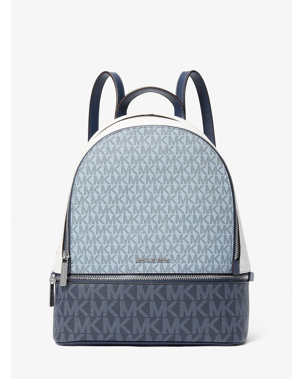 Michael Kors Outlet Rhea Medium Color-Block Signature Logo Backpack in ...