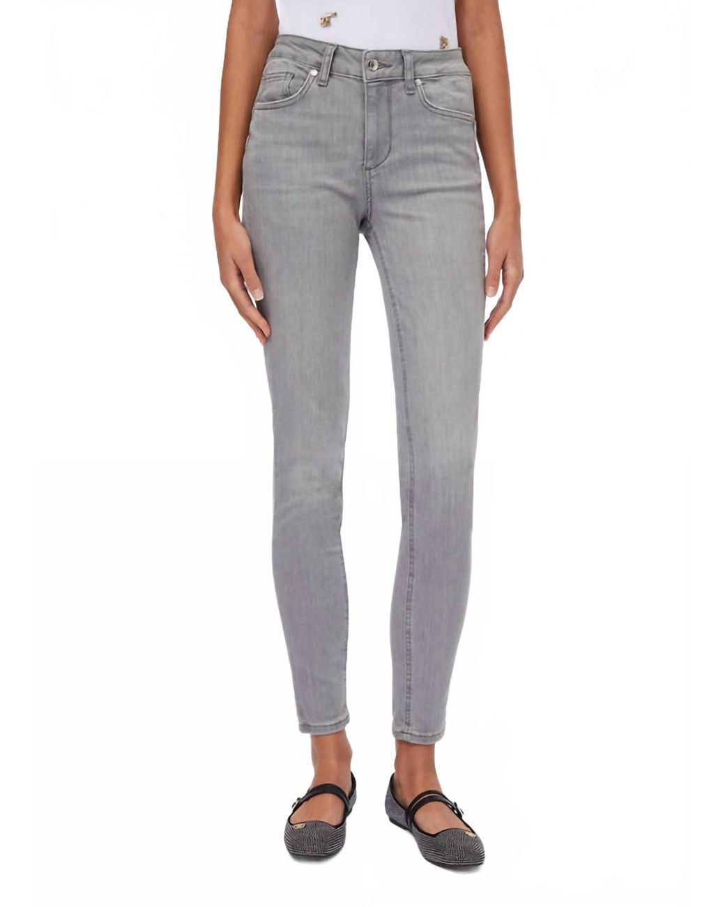 PAIGE Hoxton Crop High Rise Ultra Skinny Jeans in Gray | Lyst