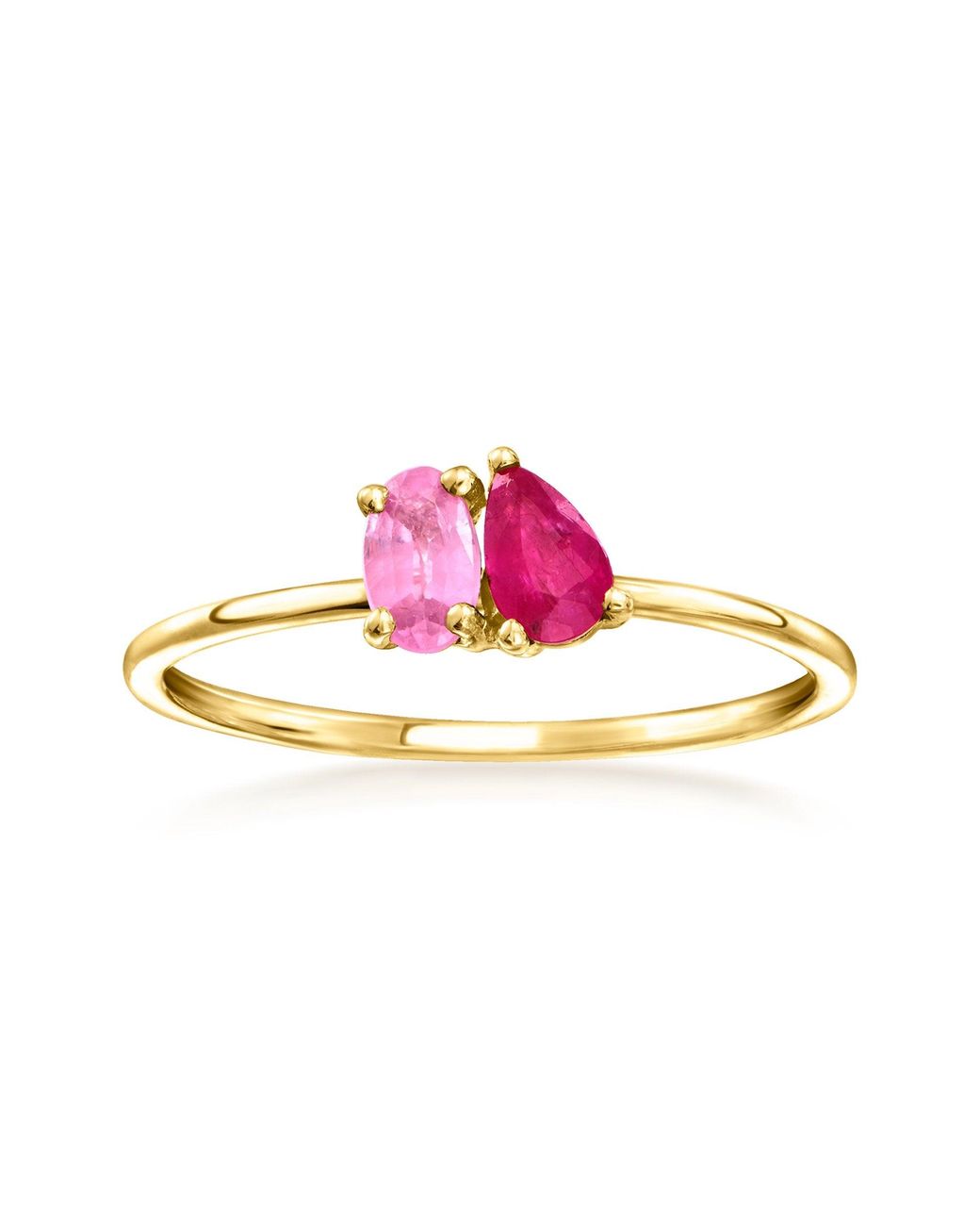 RS Pure By Ross-Simons Ruby And Sapphire Toi Et Moi Ring in Pink | Lyst