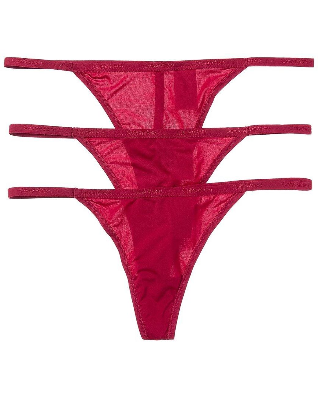 Calvin Klein 3pk Ideal Micro String Thong in Red | Lyst