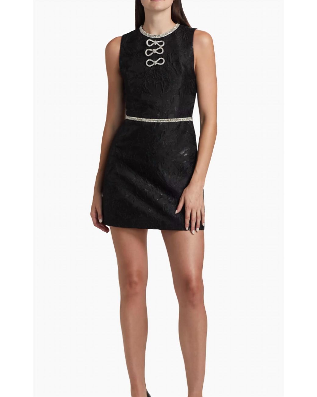 Alice + Olivia Ellis Embellished Bow Mini Dress in Black | Lyst