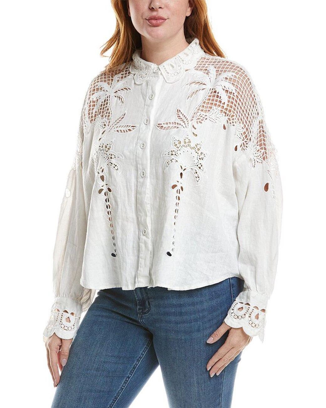 FARM Rio Palms Richelieu Linen Shirt in White | Lyst