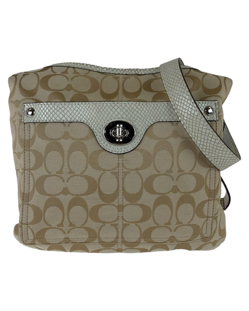 COACH Canvas Leather Shoulder Bag in Green | Lyst