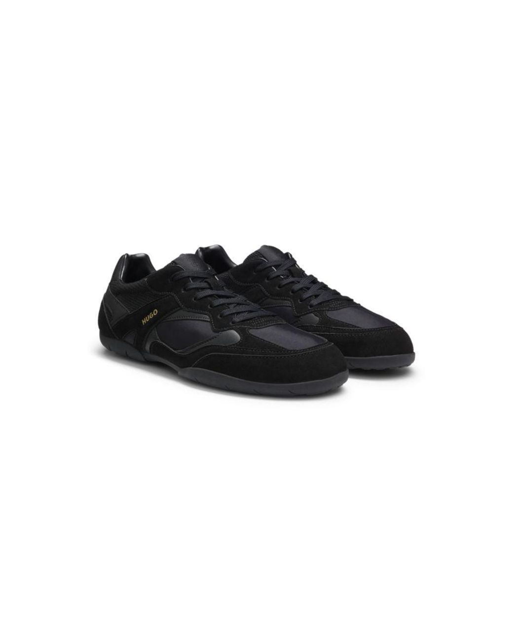 HUGO Mixed-Material Trainers With Open Mesh in Black for Men | Lyst