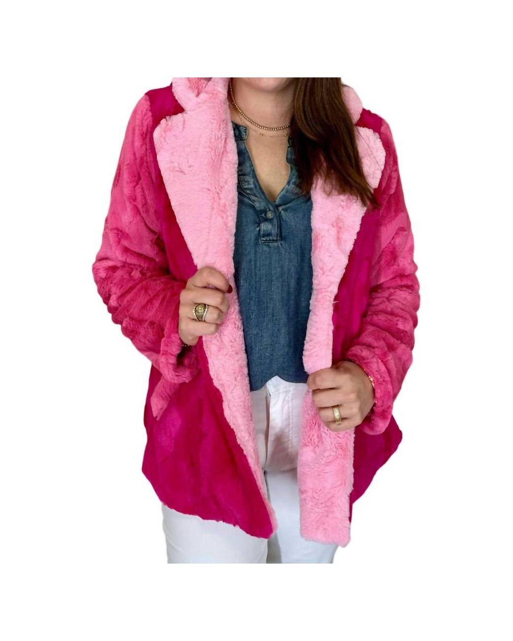 Ivy Jane Betty Fur Jacket in Pink | Lyst