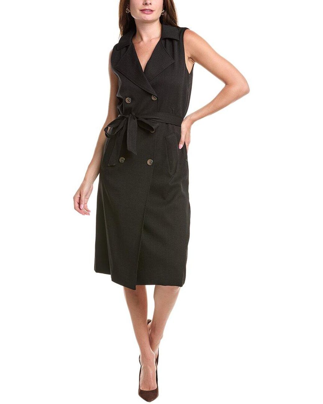 Julia Jordan Belted Trench Dress in Black | Lyst