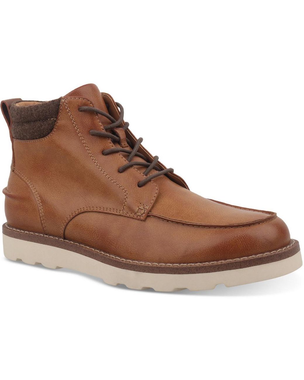 Club Room Comfort Insole Faux Leather Combat & Lace-Up Boots in Brown ...