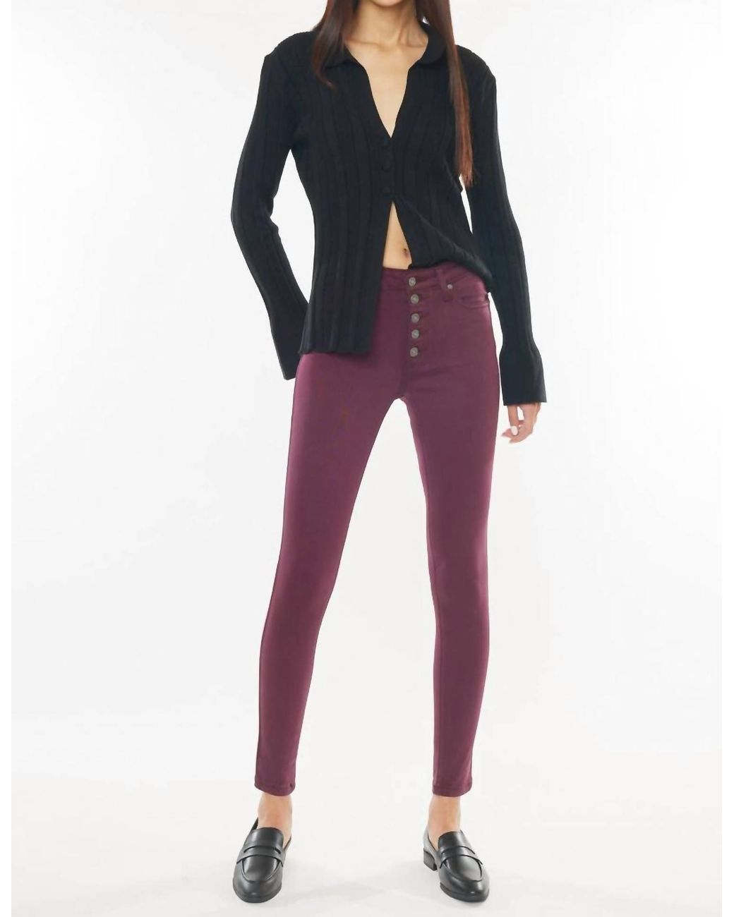 Kancan Colleen High Rise Super Skinny Jeans in Red | Lyst