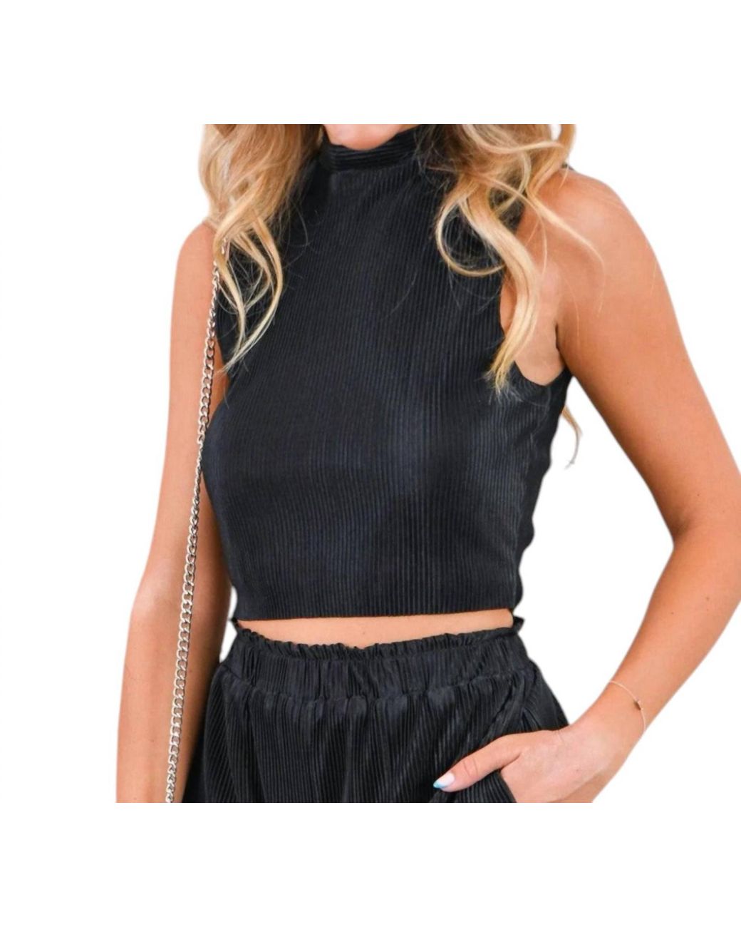 TCEC Downtown Pleated Tank in Black | Lyst