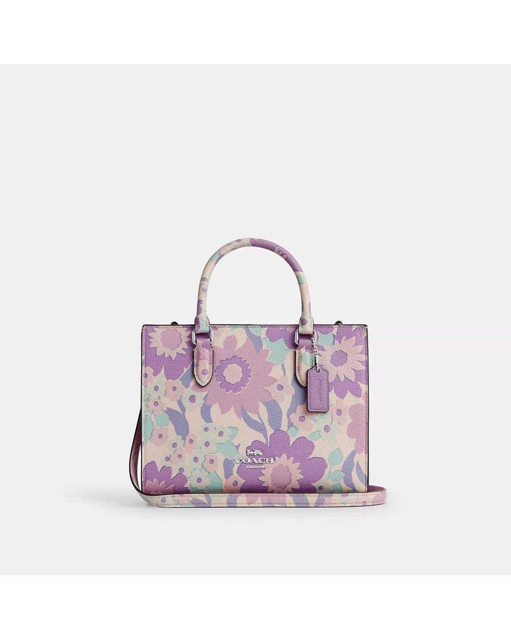 COACH Maggie Small Tote Bag With Floral Print in Purple | Lyst