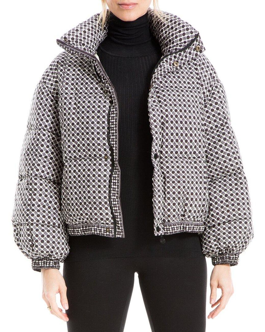 Max Studio Cropped Puffer Jacket in Gray | Lyst