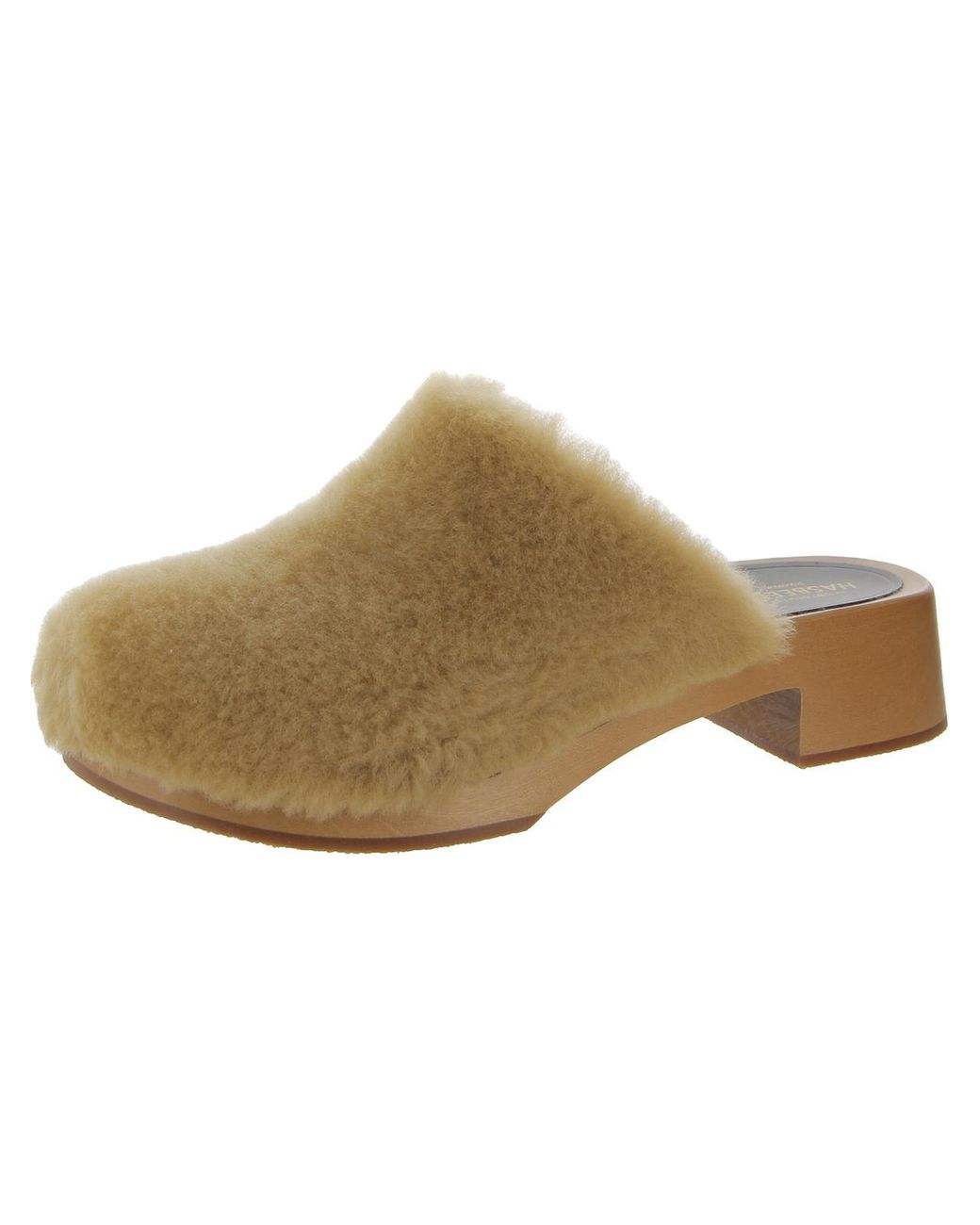 Swedish Hasbeens Fluff Clog Leather Faux Fur Clogs in Brown | Lyst