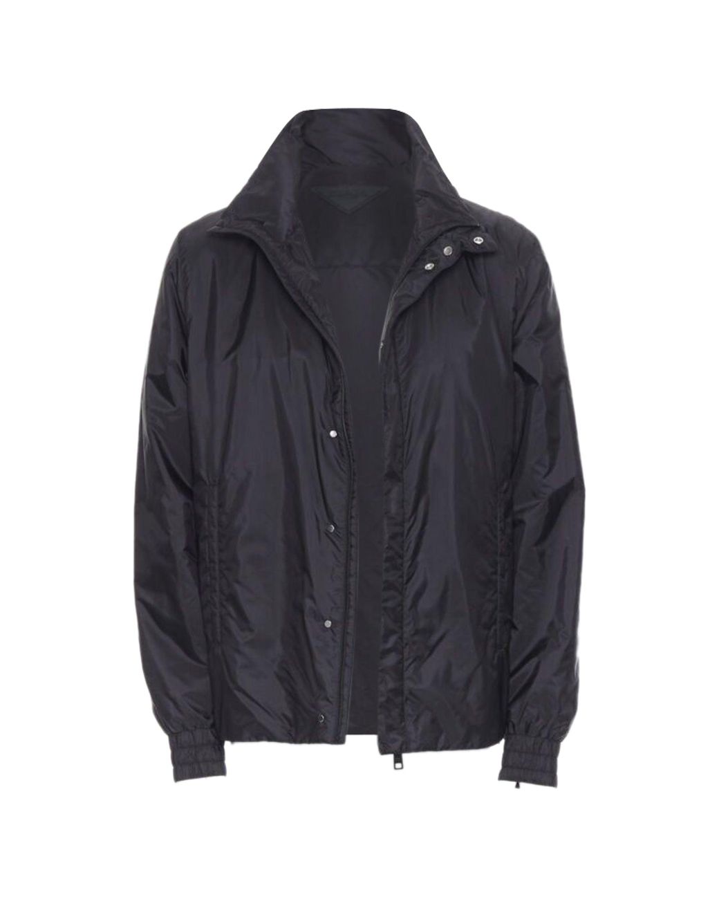 Prada Nylon Triangle Rubber Logo Detail Padded Jacket in Blue for Men ...