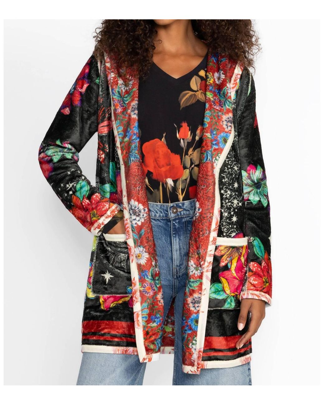 Johnny Was Joan Midi Sherpa Jacket in Red | Lyst