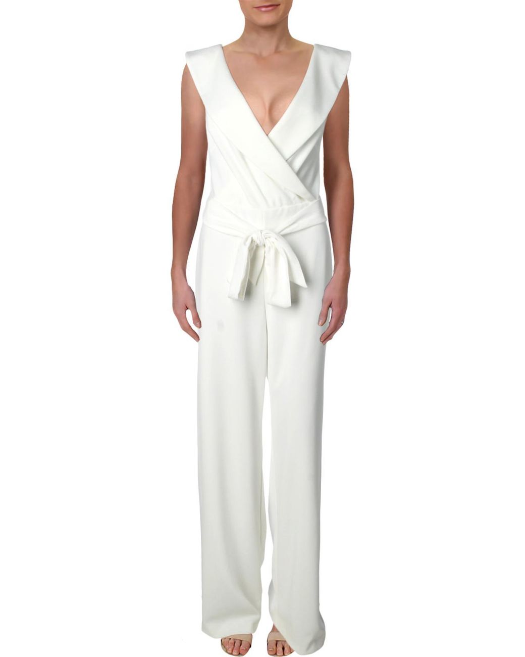 Ralph Lauren Talliah Surplice Wide Leg Jumpsuit in White | Lyst