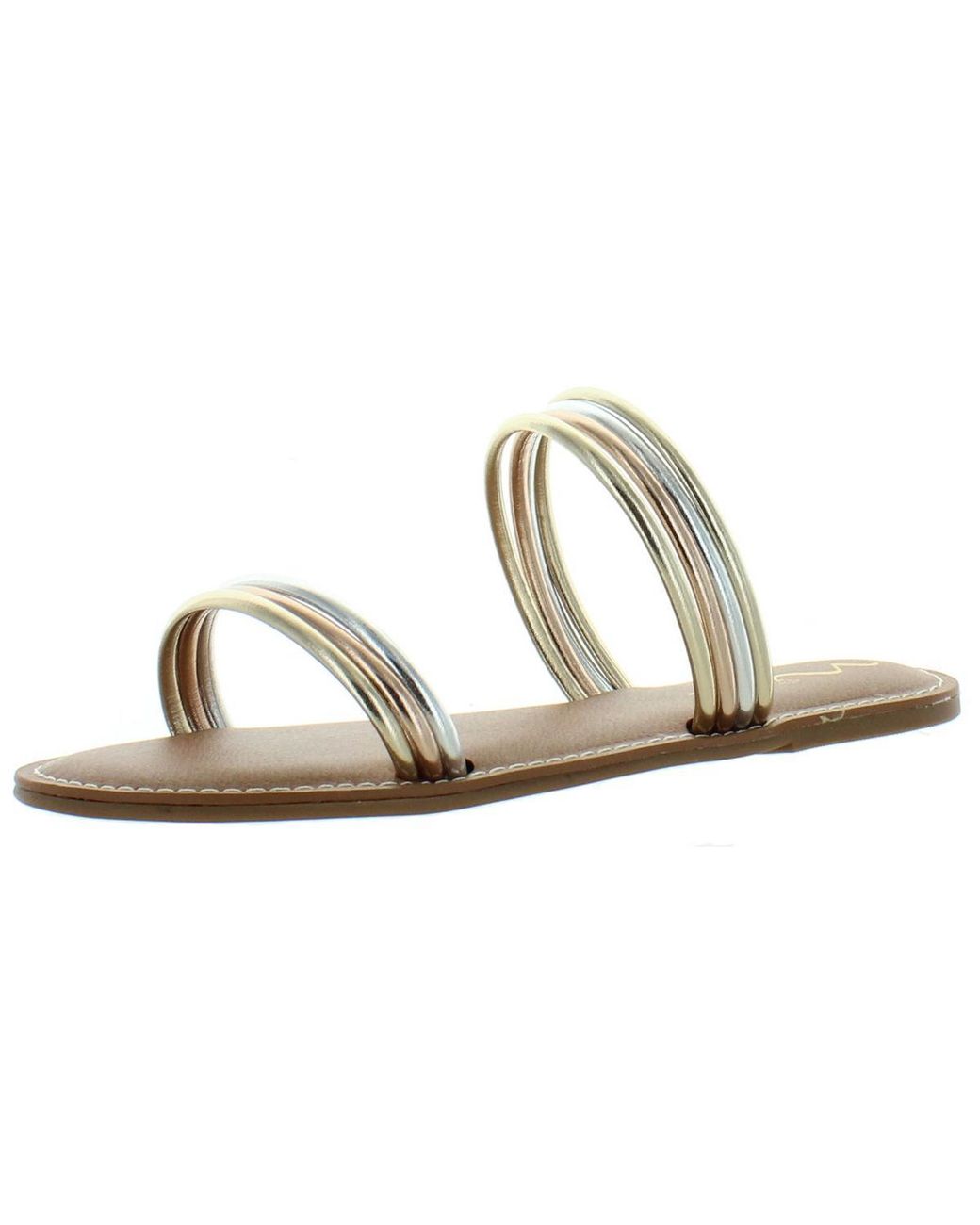 Nina Lillie Metallic Strappy Slide Sandals | Lyst