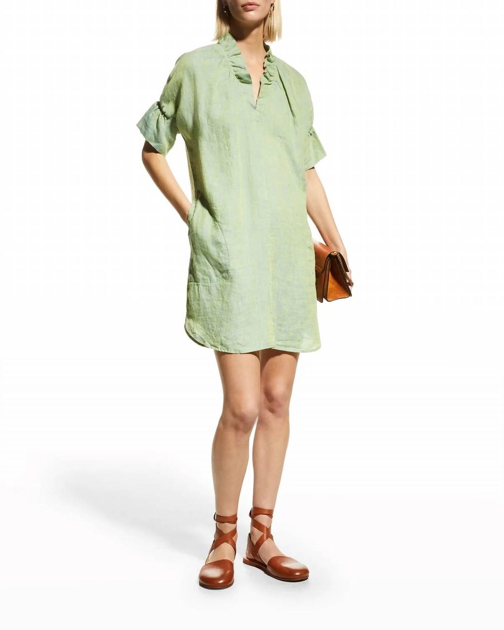 Finley Crosby Linen Dress In Avocado Green Lyst