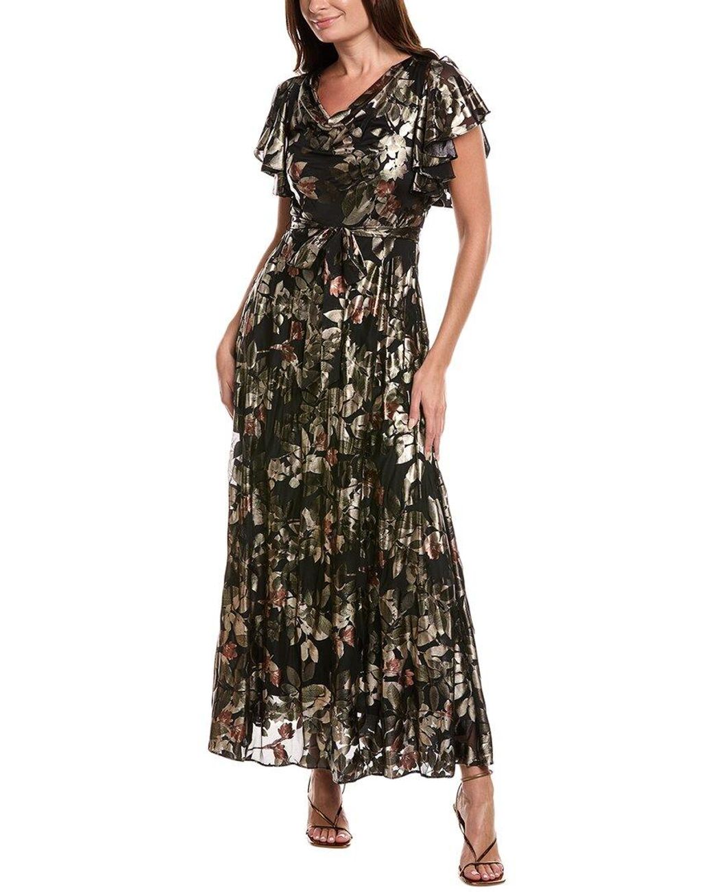 Maison Tara Mesh Maxi Dress in Metallic | Lyst