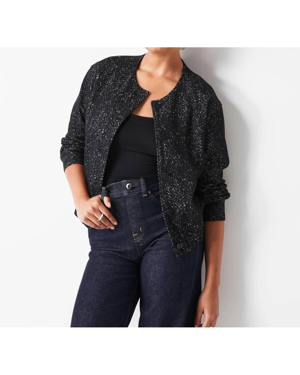 Spanx Ponte Bomber Jacket in Black | Lyst