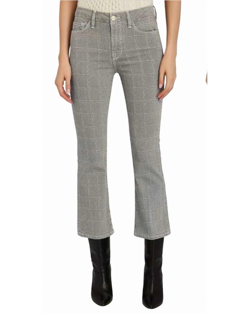 FRAME Le Cropped Mini Boot Pants in Gray | Lyst