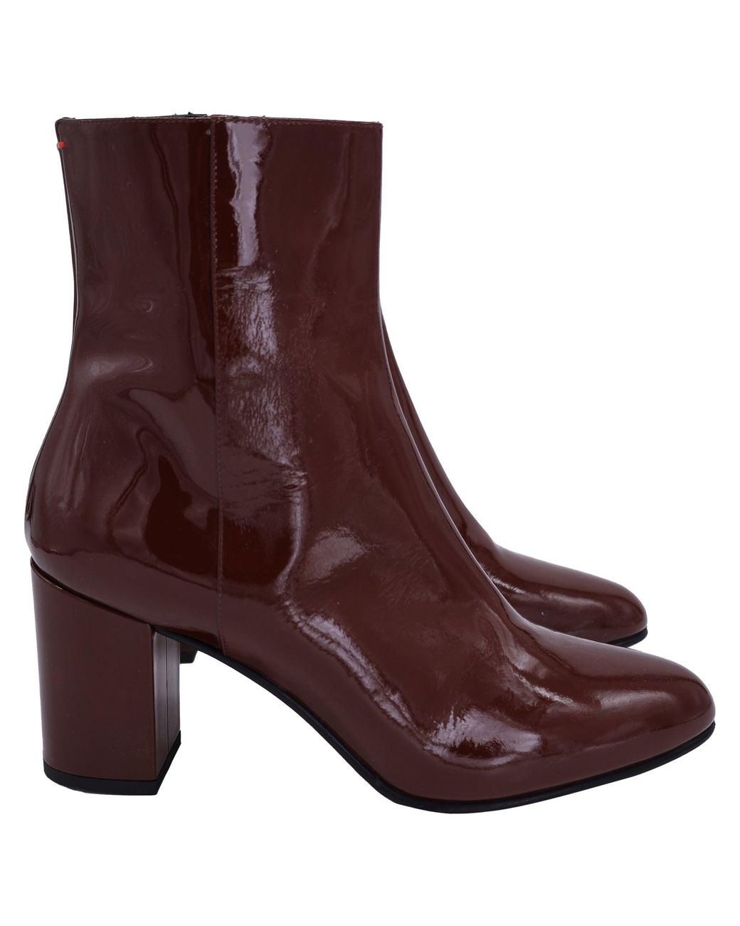 Aeyde Liv Patent Boots in Brown | Lyst