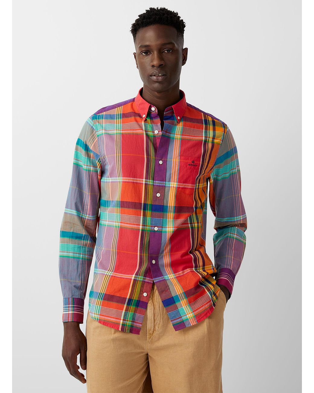 GANT Madras Check Shirt Comfort Fit in Pink for Men | Lyst Canada