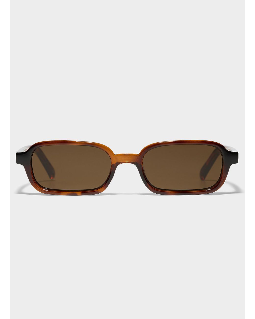 Le Specs Pilferer Narrow Rectangular Sunglasses in Brown | Lyst
