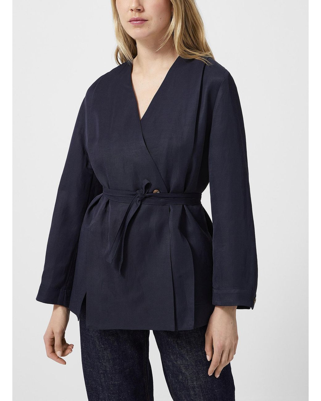 Soeur Dandy Asymmetrical Linen Blend Jacket in Blue | Lyst