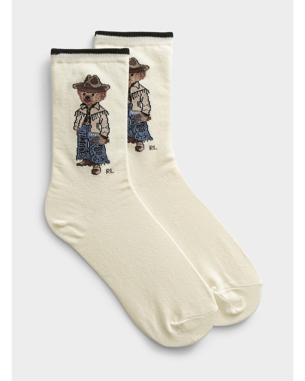 Polo Ralph Lauren Cowboy Teddy Bear Sock in Natural | Lyst