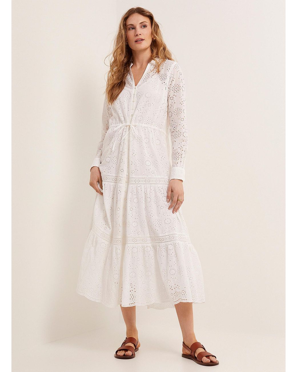 Polo Ralph Lauren Broderie Anglaise Tiered Maxi Dress In Natural Lyst