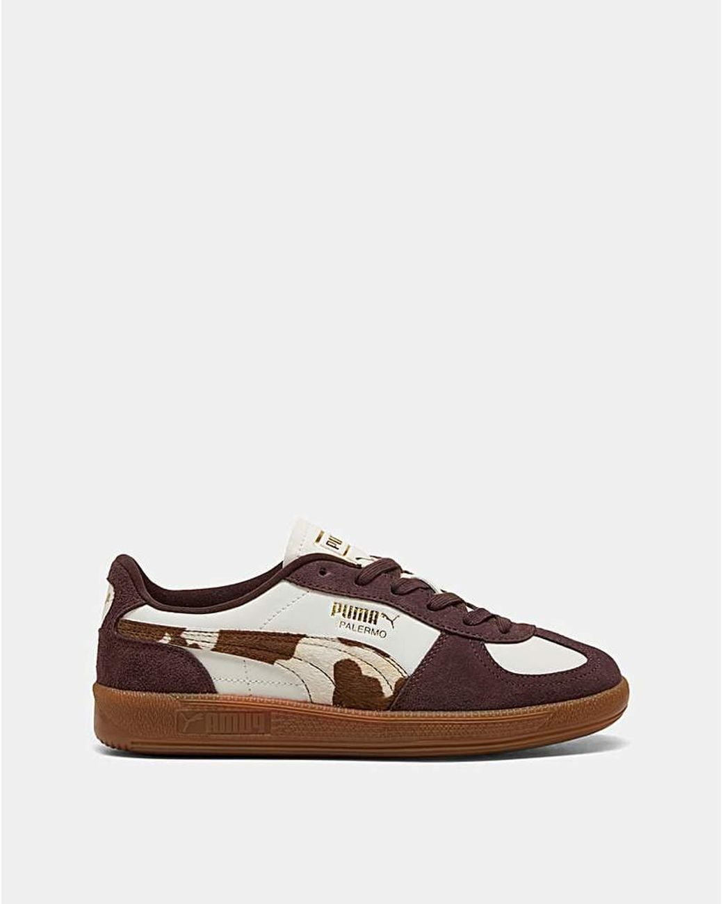 PUMA Palermo Cow Print Trainers in Brown | Lyst UK