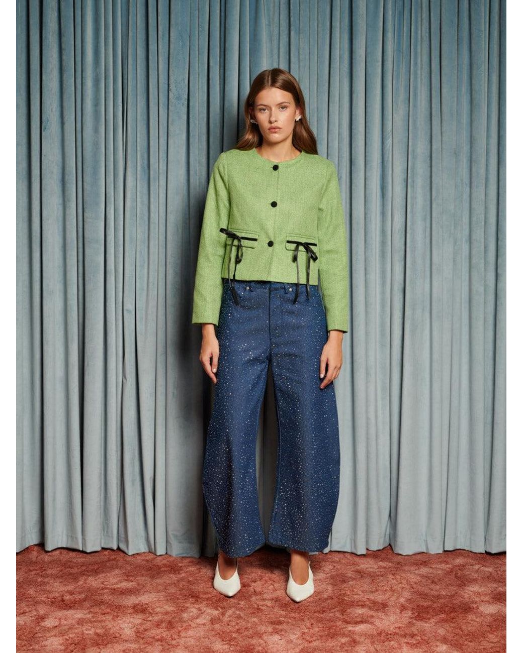 Sister Jane Theatre Tweed Bow Jacket in Green | Lyst