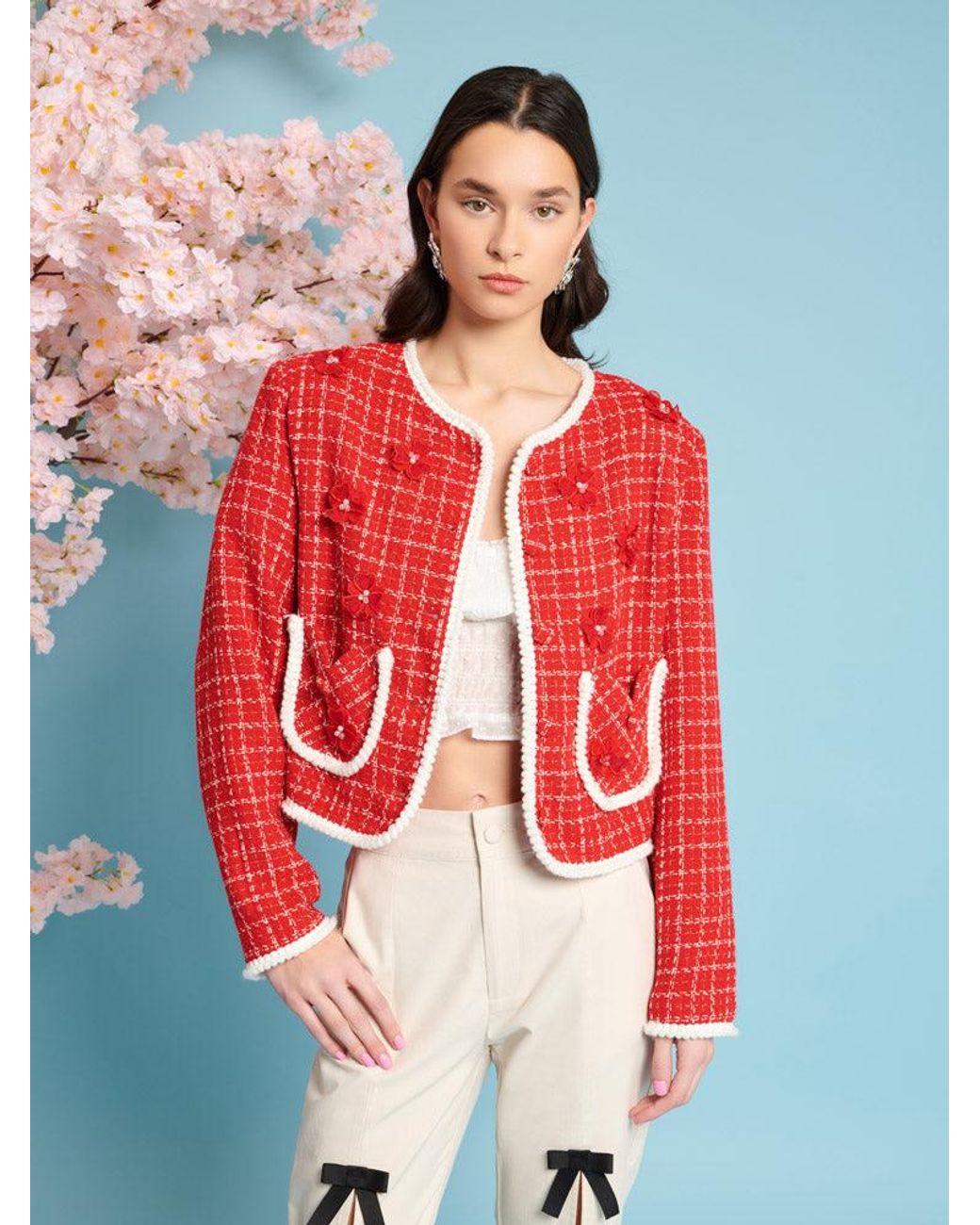 Sister Jane Sweet Cherry Tweed Jacket in Red | Lyst