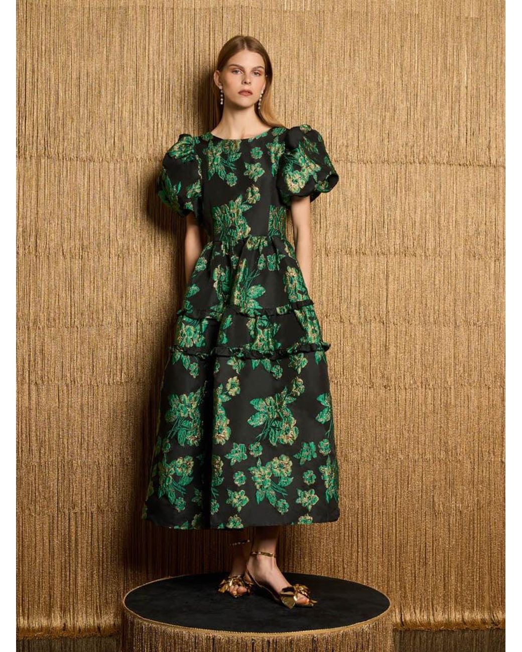 Sister Jane Dream Bonnie Jacquard Midi Dress in Green | Lyst