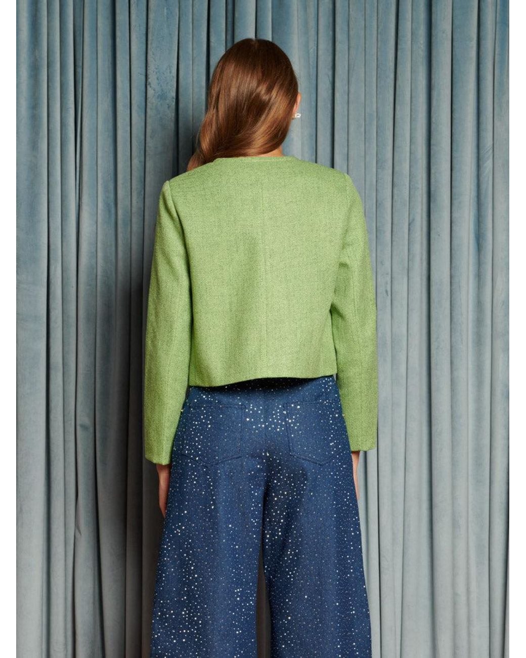 Sister Jane Theatre Tweed Bow Jacket in Green | Lyst