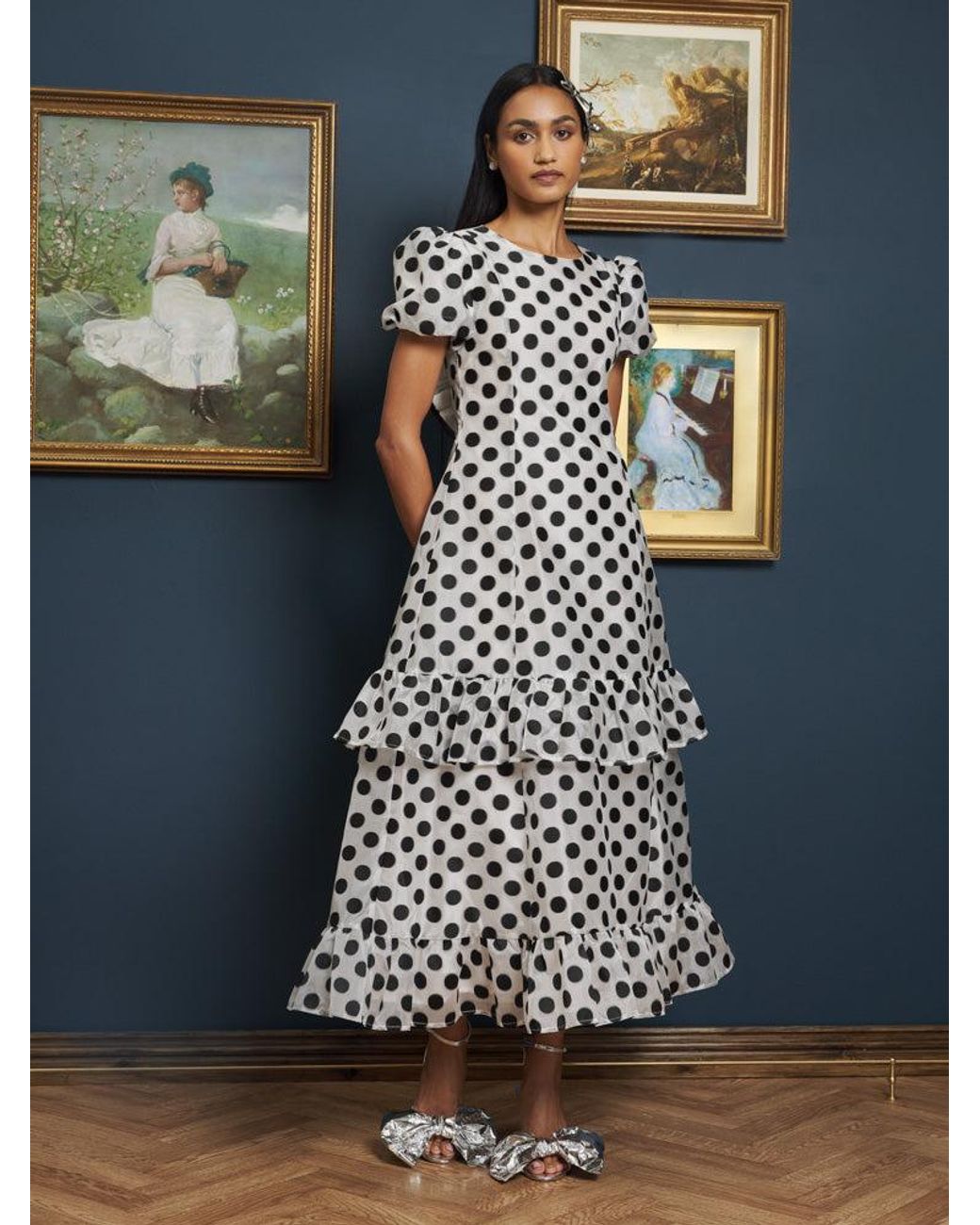 Sister Jane Perry Polka Dot Midi Dress in Blue | Lyst