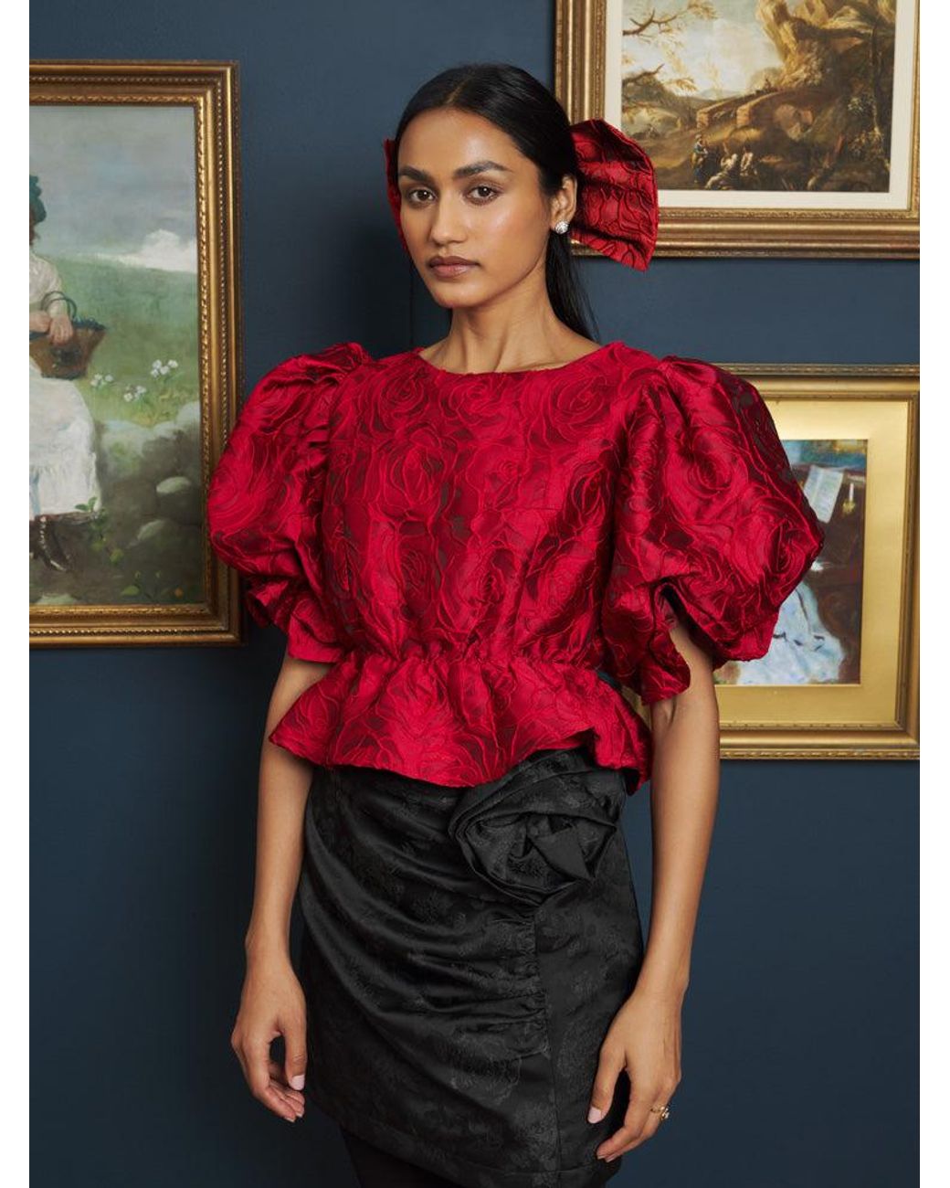 Sister Jane Tate Rose Jacquard Top in Red | Lyst UK