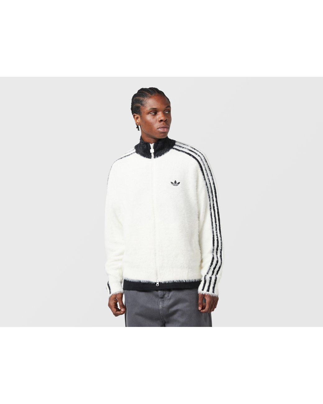 adidas Originals Faux Mohair Classic Track Top in White for Men | Lyst UK