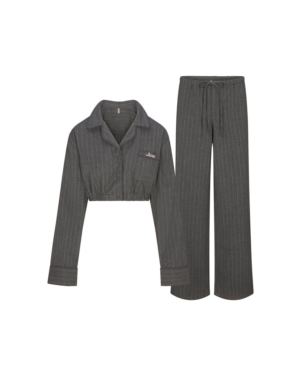 Skims Cropped Pajama Set in Gray | Lyst