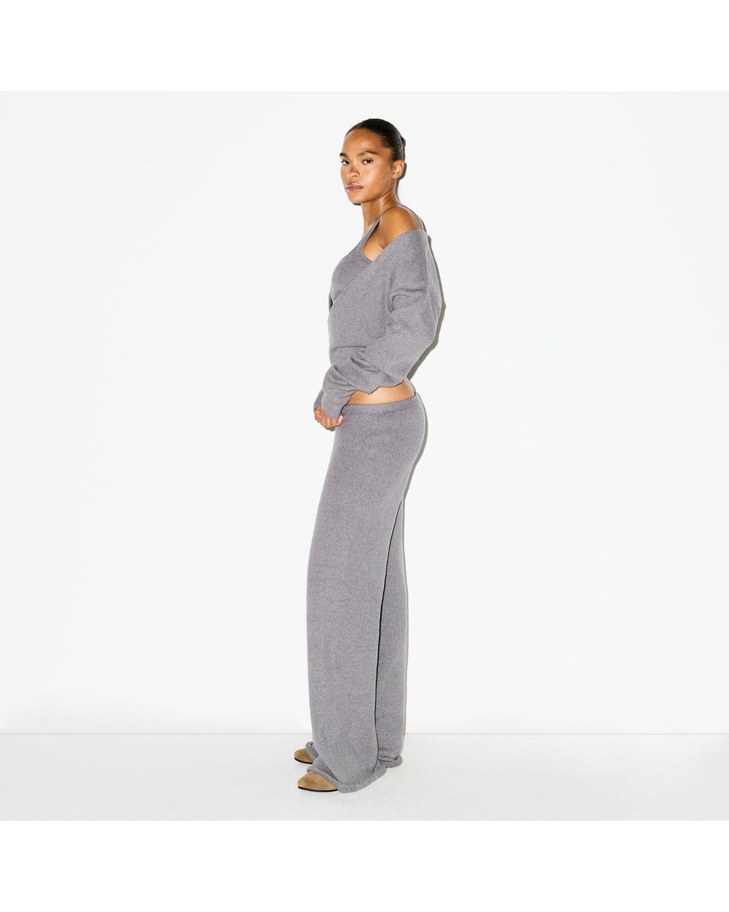 Skims Wrap Sweater in Gray | Lyst