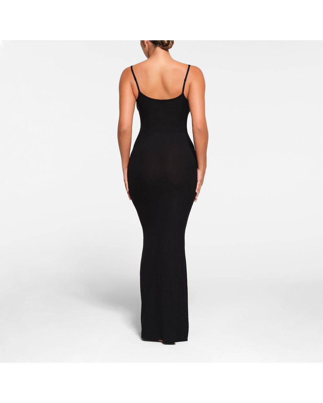 Skims Soft Lounge Rib Slip Dress in Black | Lyst