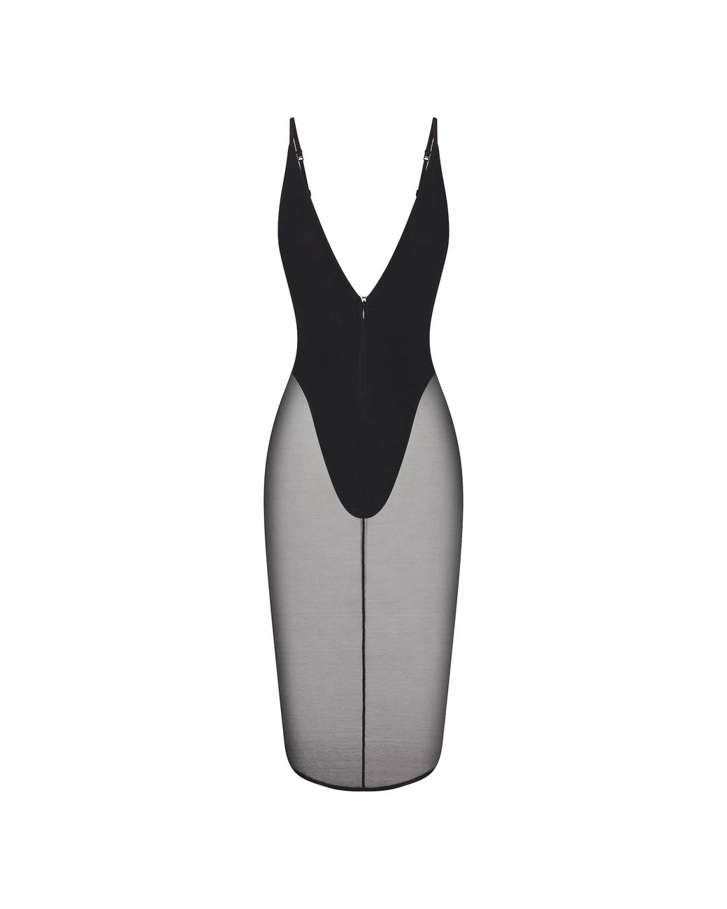 Skims Mesh Plunge Midi Dress in Gray | Lyst