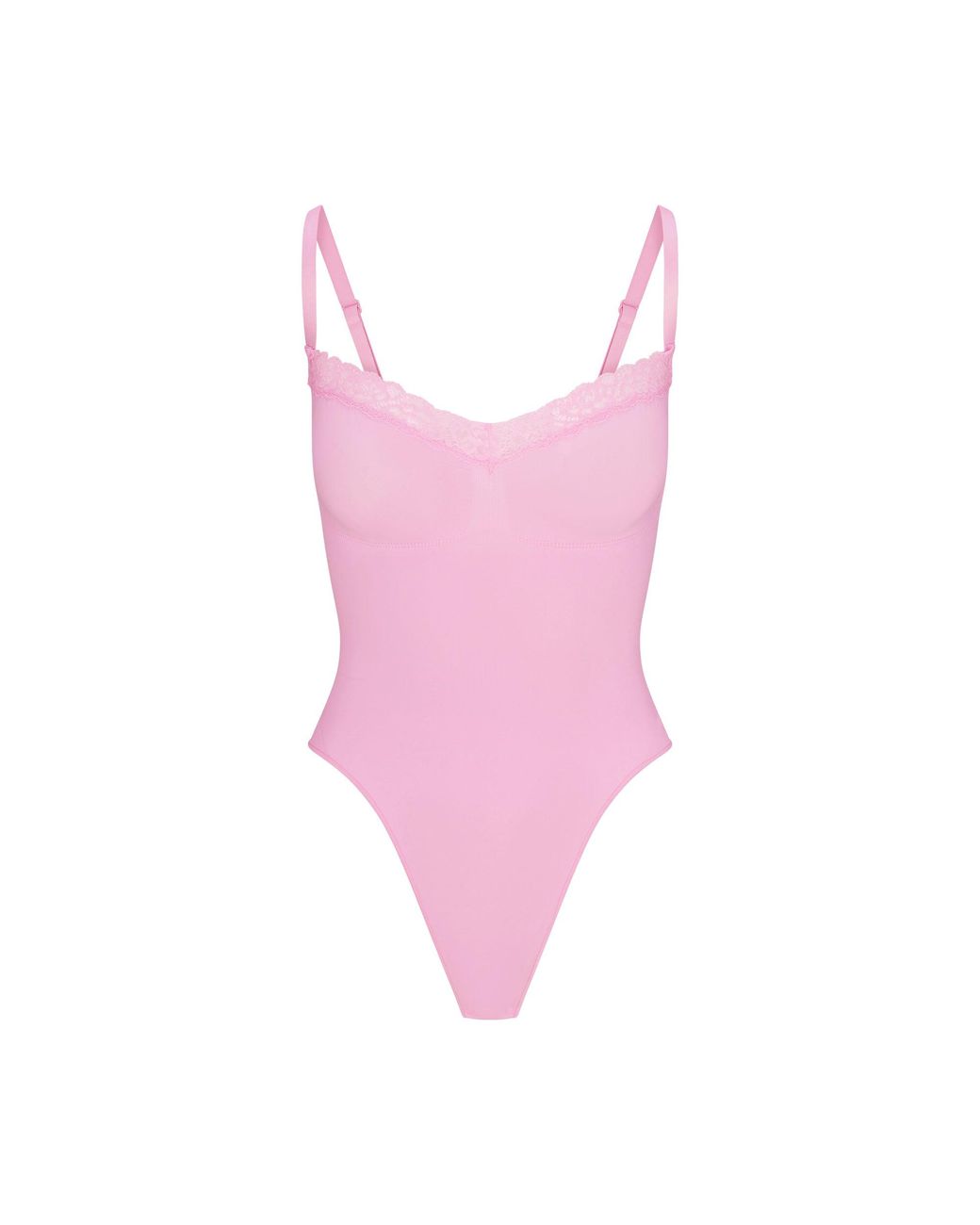 Skims Lace Thong Bodysuit Bubble Gum in Pink | Lyst